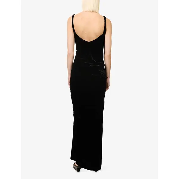 Rick Owens Strutter Cowl-neck Velvet Maxi Dress