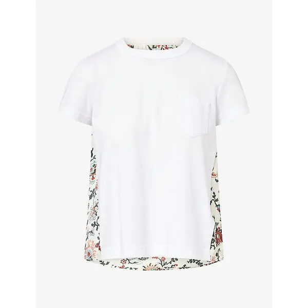 Sacai Contrasting Floral Cotton Top