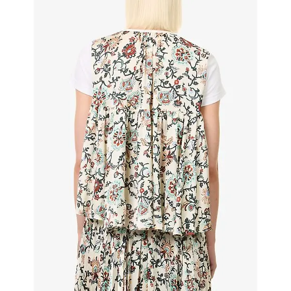 Sacai Contrasting Floral Cotton Top