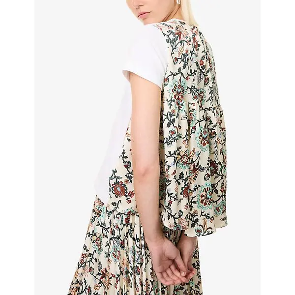 Sacai Contrasting Floral Cotton Top