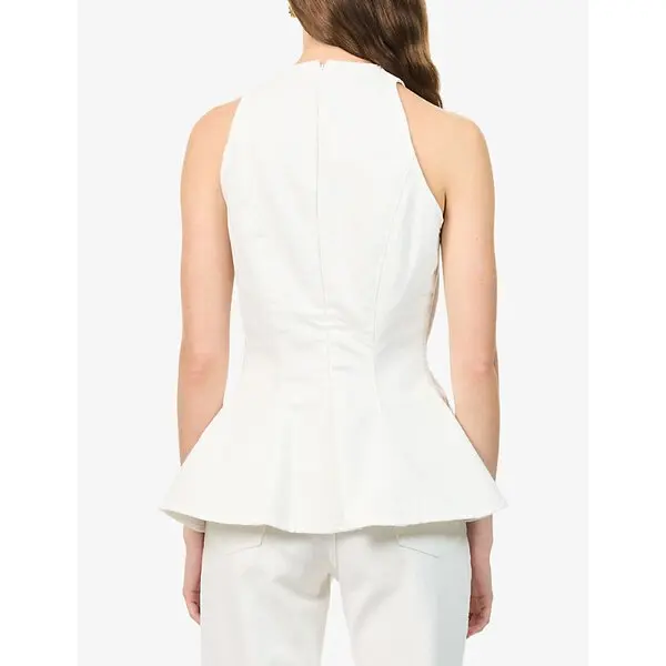 Magda Butrym Sleeveless Peplum Denim Top