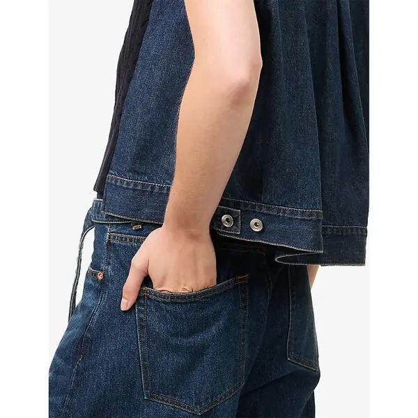 Sacai Short-sleeve Cable Knit Top