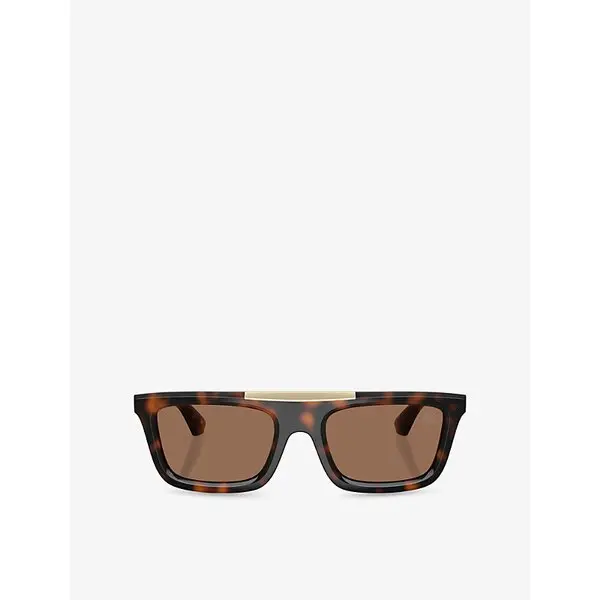 Burberry Be4451u Rectangular-frame Tortoiseshell Injected Sunglasses