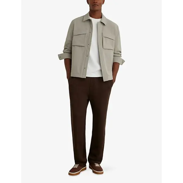 REISS Divide Patch-pocket Button-up Stretch-woven Overshirt