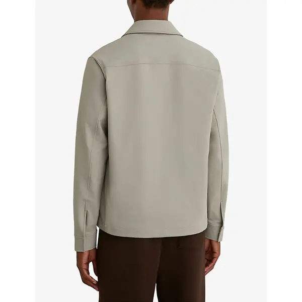 REISS Divide Patch-pocket Button-up Stretch-woven Overshirt