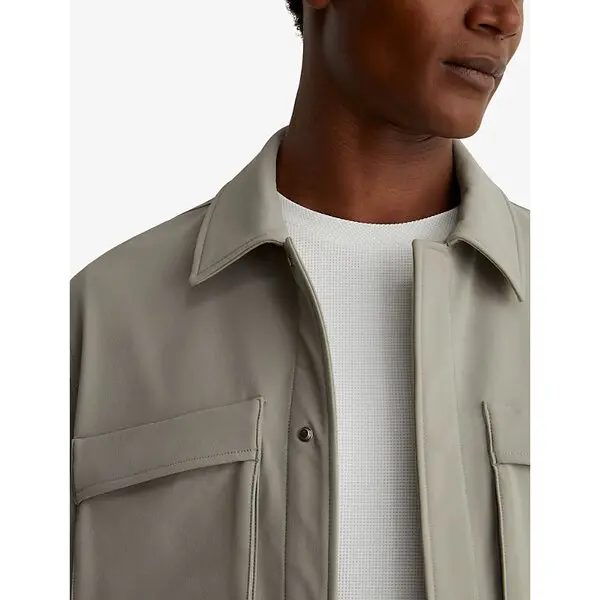 REISS Divide Patch-pocket Button-up Stretch-woven Overshirt