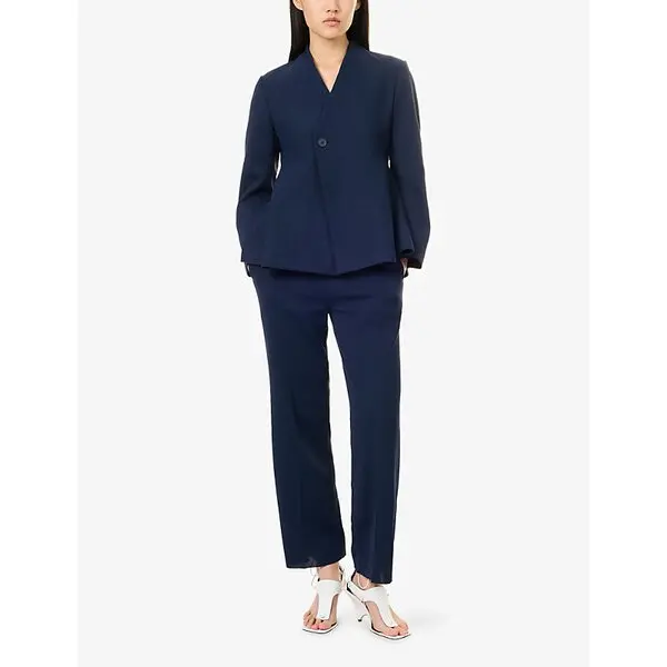 CFCL Soft Milan Semi Wide-leg Knitted Trousers - Navy