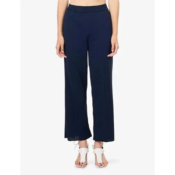 CFCL Soft Milan Semi Wide-leg Knitted Trousers - Navy