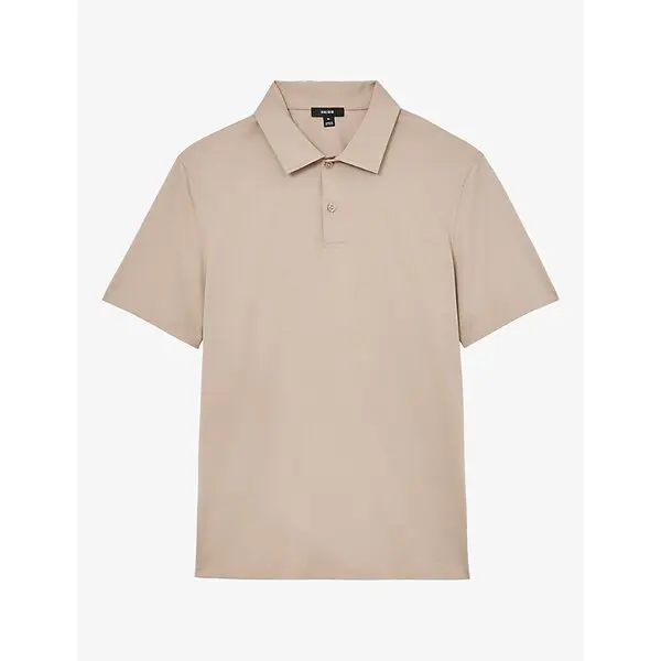 REISS Earl Air-water Short-sleeve Cotton Polo - Sand