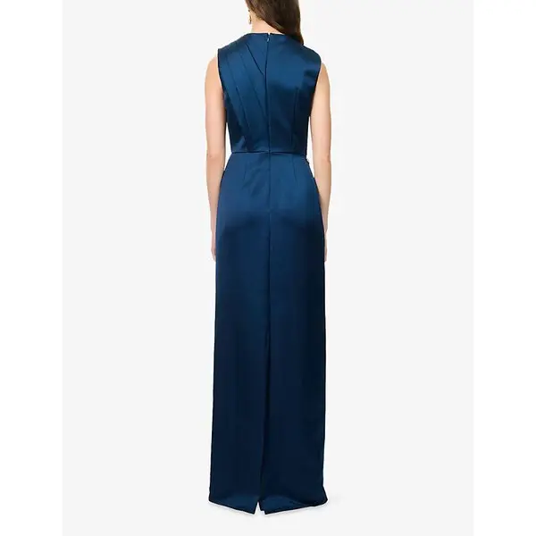 Erdem Draped Embroidered Satin Maxi Dress
