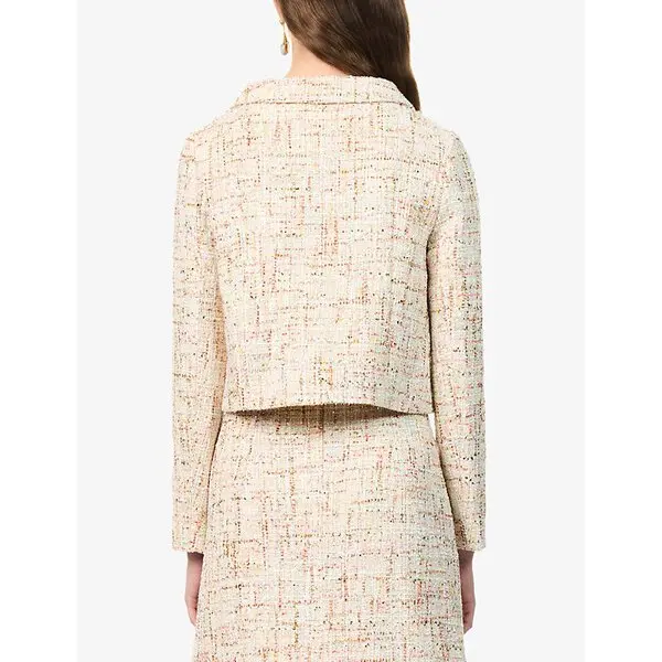 Huishan Zhang Boxy Round-collar Tweed Jacket