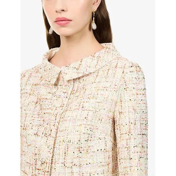 Huishan Zhang Boxy Round-collar Tweed Jacket