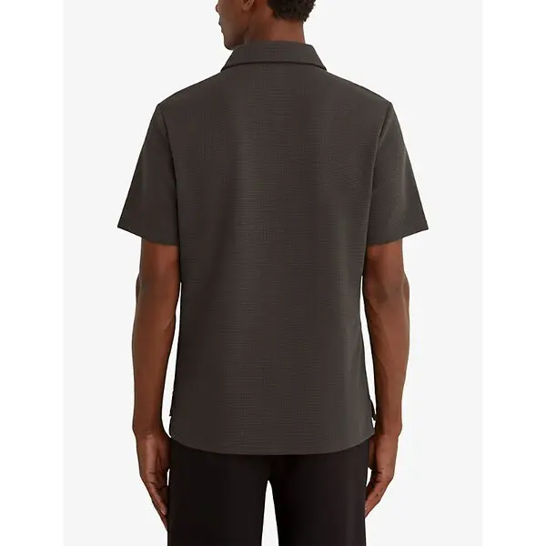 REISS Reed Micro-waffle Short-sleeve Stretch-jersey Polo - Brown