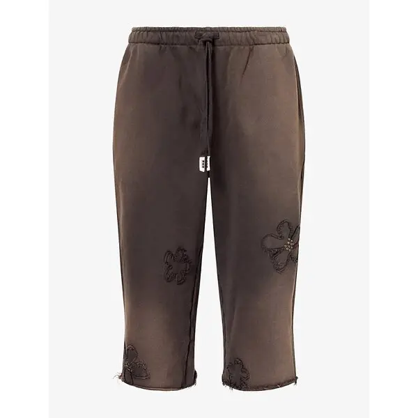 NAHMIAS Flower Embroidered Cotton Sweat Shorts
