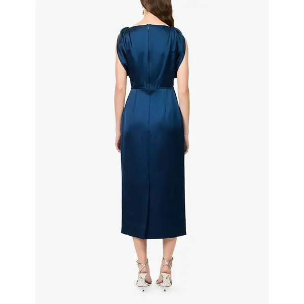 Erdem Floral-embroidered Satin Midi Dress