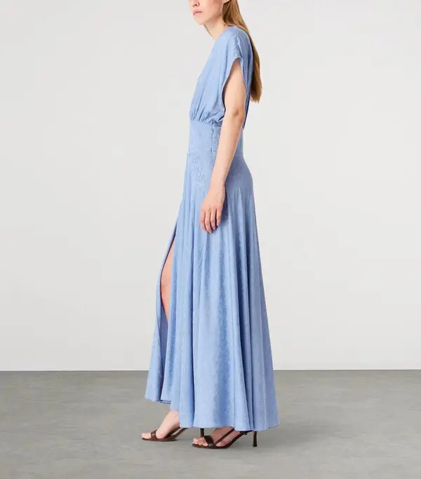 Maje Satin Floral Midi Dress