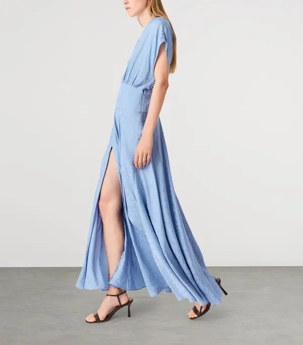 Maje Satin Floral Midi Dress