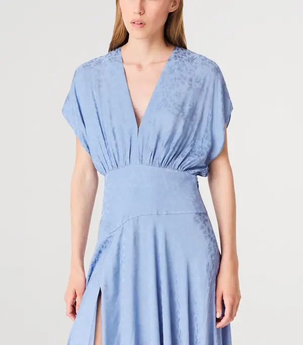 Maje Satin Floral Midi Dress