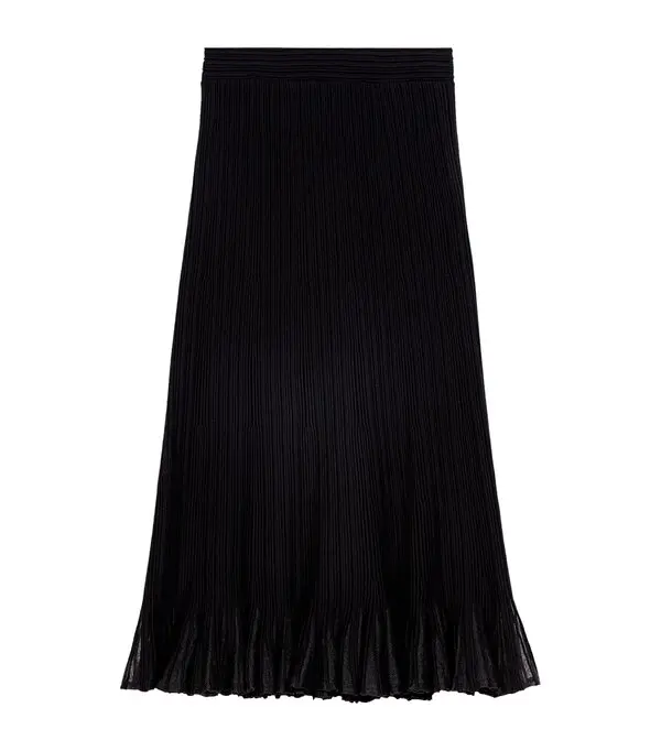 Maje Plissé Midi Skirt