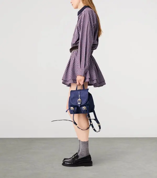 Maje Cotton Check Mini Shirt Dress