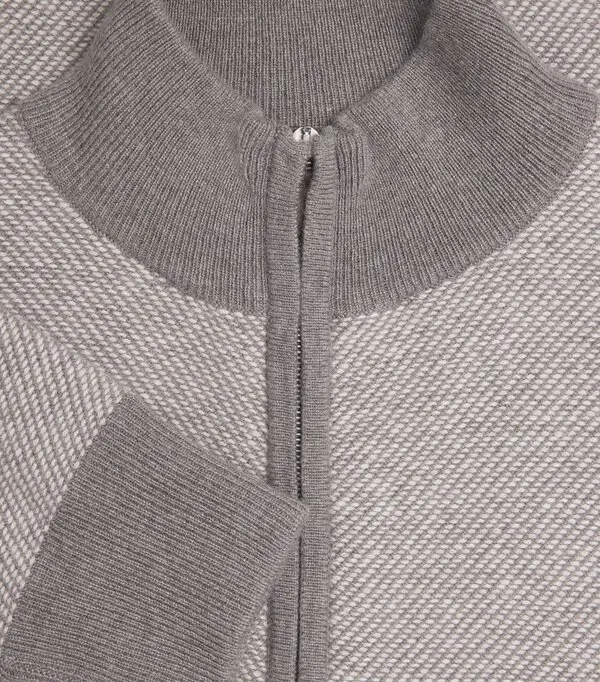 N.peal Organic Cashmere Birdseye Zip-up Cardigan