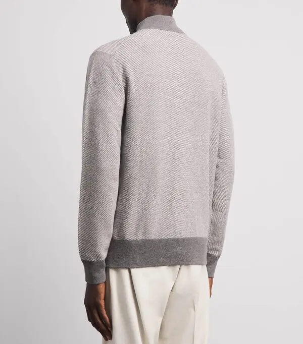 N.peal Organic Cashmere Birdseye Zip-up Cardigan