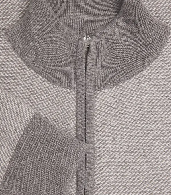 N.peal Organic Cashmere Birdseye Zip-up Cardigan