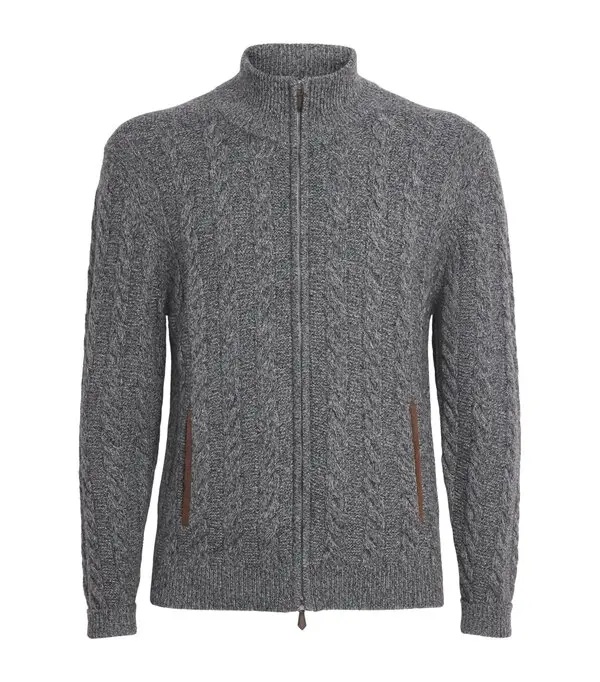 N.peal Cashmere Cable-knit Zip-up Cardigan