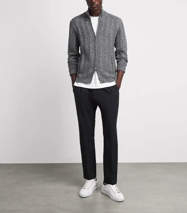 N.peal Cashmere Cable-knit Zip-up Cardigan