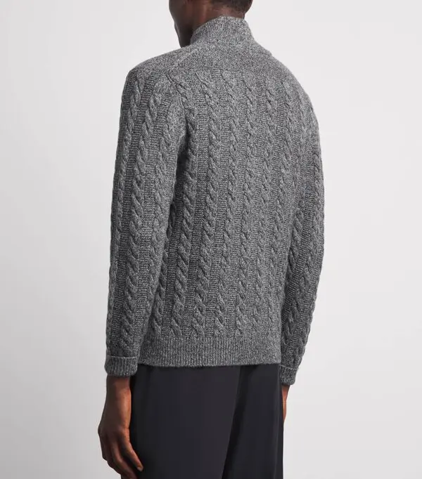 N.peal Cashmere Cable-knit Zip-up Cardigan