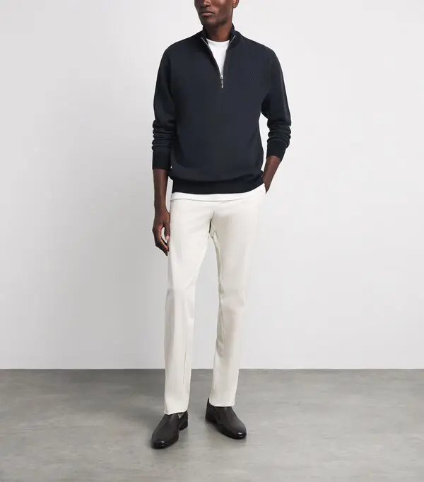 N.peal Cashmere Quarter Zip Temple Sweater - Navy