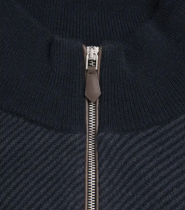 N.peal Cashmere Quarter Zip Temple Sweater - Navy