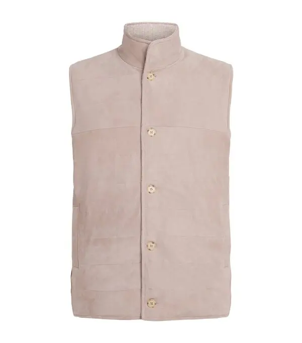 N.peal Reversible Organic Cashmere And Suede Gilet