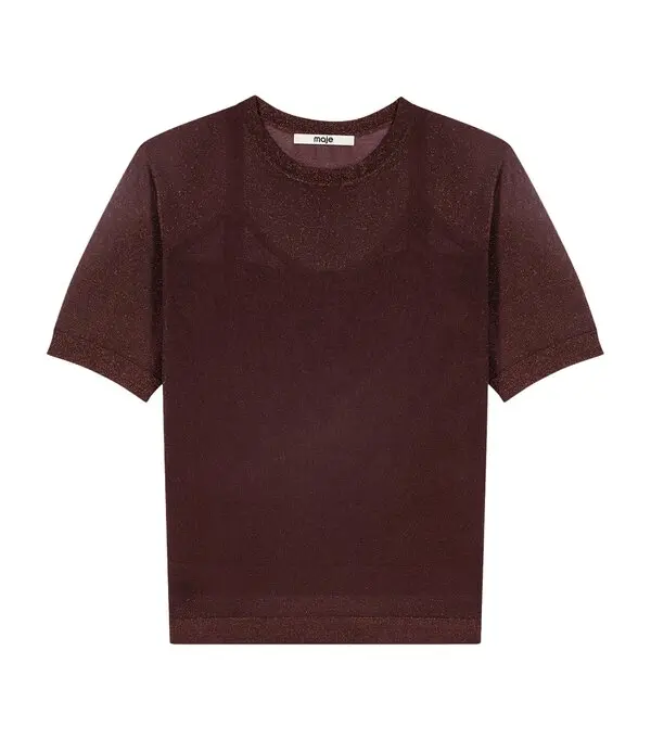Maje Knit T-shirt And Cami Top Set - Brown