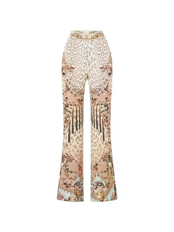 Camilla Aranjuez Animalia Crystal-embellished Flared Trousers - Neutrals
