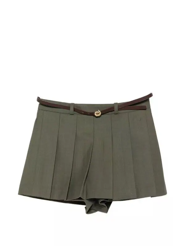 Maje Pleated Belted Shorts - Green