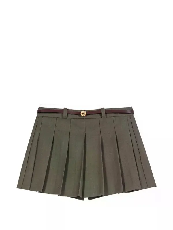 Maje Pleated Belted Shorts - Green