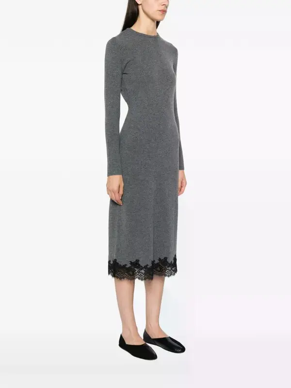 Maje Lace-trim Knitted Midi Dress