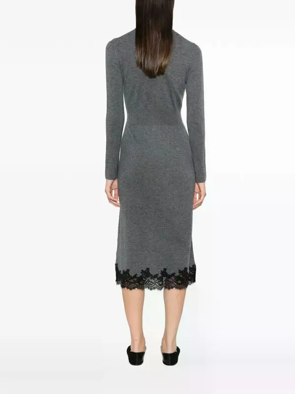 Maje Lace-trim Knitted Midi Dress