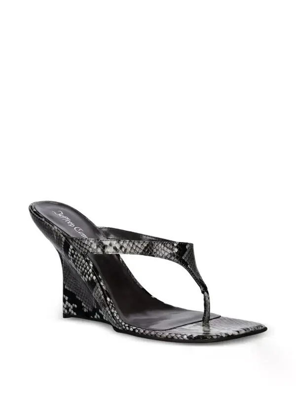Jeffrey Campbell Romee Snakeskin-effect Wedge Sandals - Grey