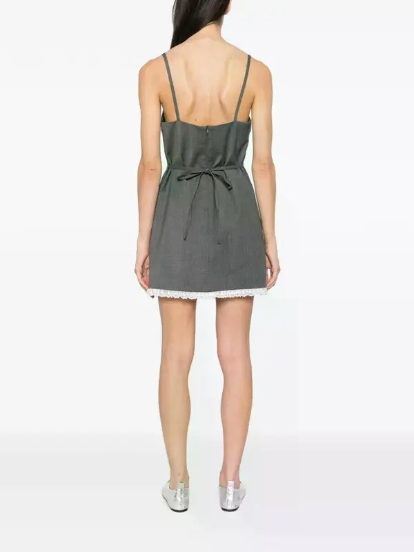 Maje Bow-detail Lace-trim Mini Dress - Grey