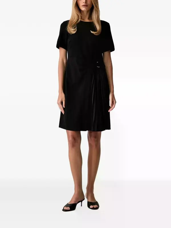 Dkny Pleated Buckle-detail Mini Dress - Black
