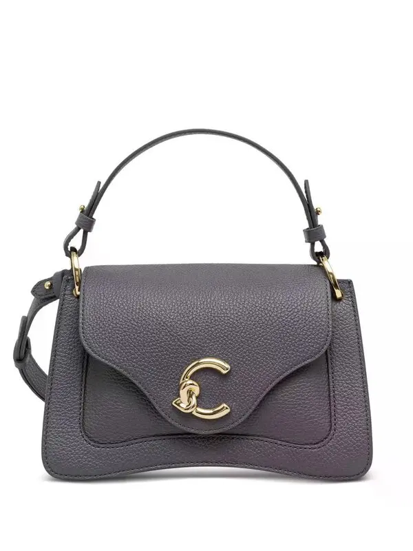 COCCINELLE Small C-me Logo-plaque Pebbled-leather Tote Bag - Grey