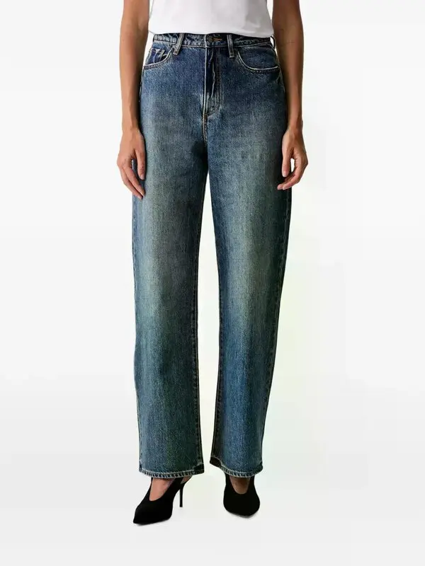 Armani Exchange Faded Straight-leg Jeans - Blue