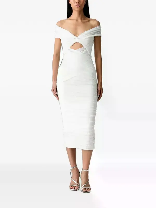 Bardot Priah Ruched Cut-out Midi Dress - White