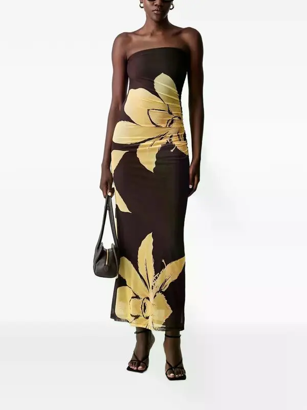 Bardot Ciera Floral-print Ruched Maxi Dress - Brown
