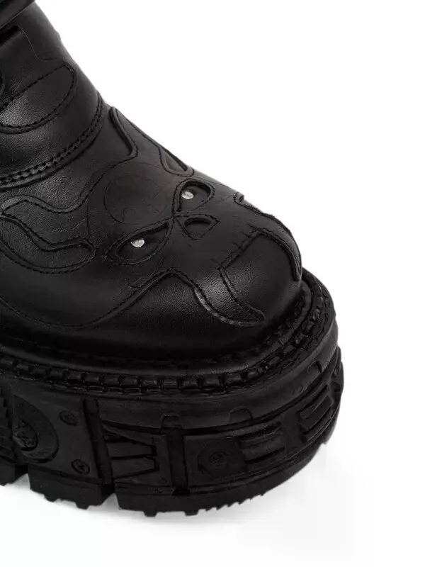 NEW ROCK Metallic Buckle-fastening Platform Boots