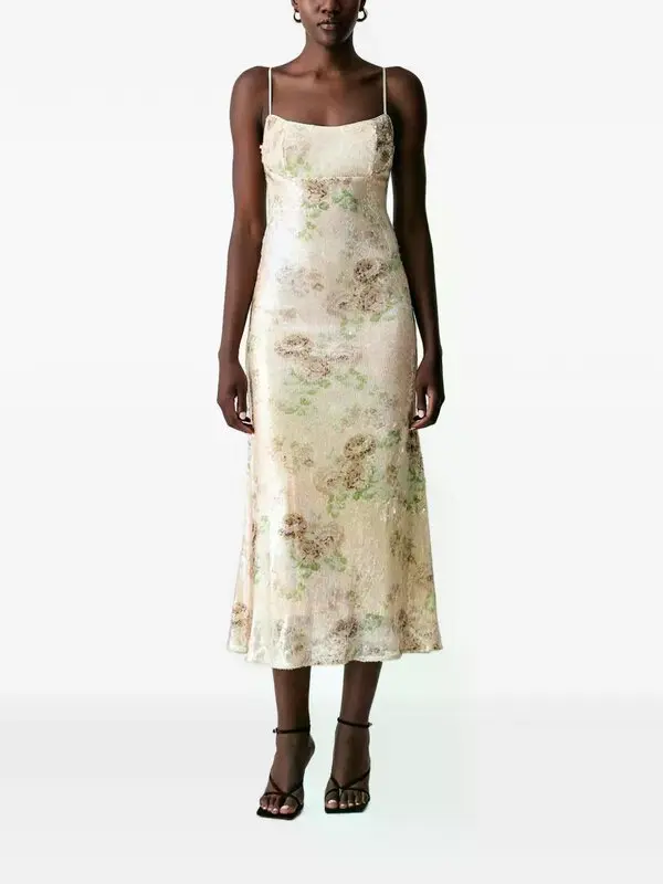 Bardot Adoni Floral-print Sequin-embellished Midi Dress - Neutrals