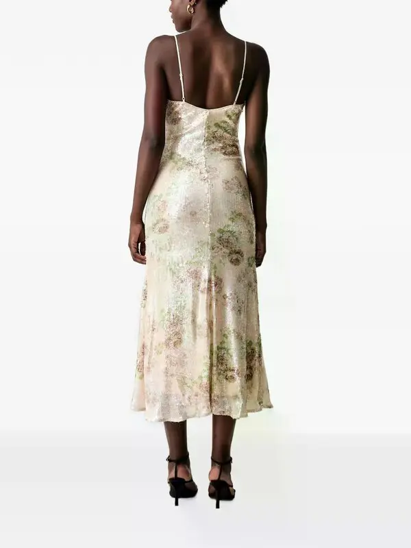 Bardot Adoni Floral-print Sequin-embellished Midi Dress - Neutrals