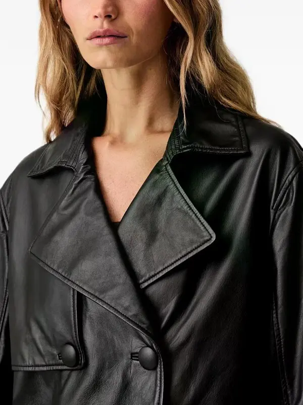 Armani Exchange Double-breasted Leather Jacket